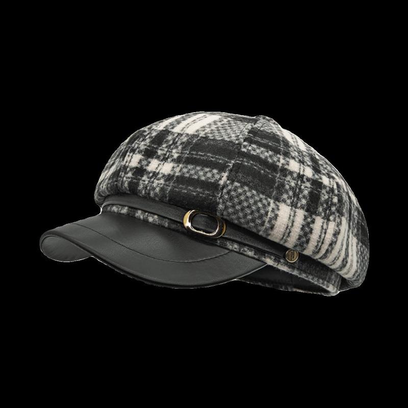 帽子 レディース ベレー帽 キャスケット 小香風 千鳥格子 チェック柄 ウール 八角帽 画家帽 キャップ 春秋 秋冬 エレガント 上品 クラシカル・カテゴリ: 大沿帽・帽檐款式: 弯檐・カラー: 浅棕, 黒鴨舌浅棕拼色, 棕色 棕鴨舌棕色格...