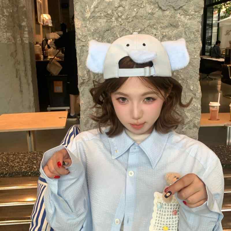 帽子 レディース 大頭 遮陽 野球帽 Y2K 象 リバーシブル 日焼け防止 小顔効果