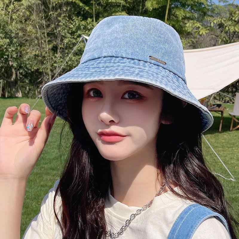 2麦わら帽子 レディース 韓国風 春夏 日焼け防止 紫外線対策 デニム ハット 帽子 バケットハット つば広 小顔効果 UVカット かわいい おしゃれ 日よけ 普段使い 旅行