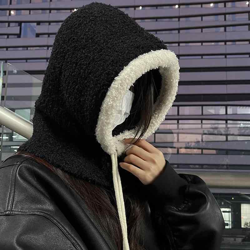 2帽子 レディース 秋冬 保温 防寒 ニット帽 ネックウォーマー 一体型 韓国風 かわいい おしゃれ