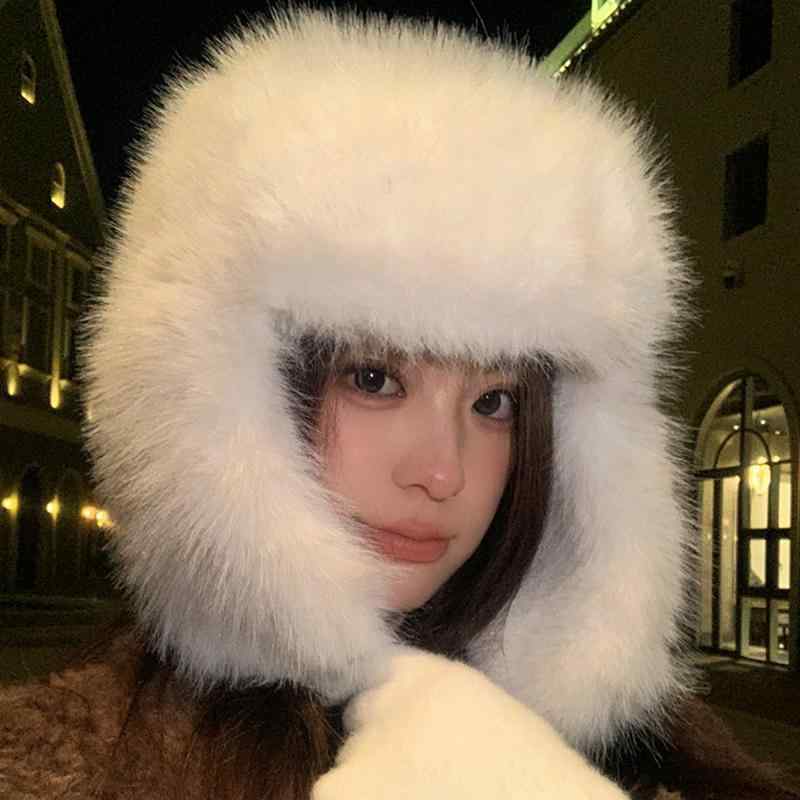 帽子 レディース 秋冬 加絨 加厚 防寒 保温 小顔効果 ふわふわ 耳あて付き