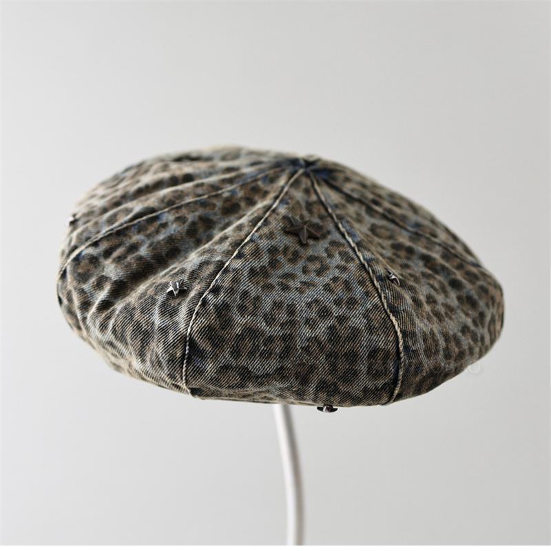 ベレー帽 レディース レトロ ヒョウ柄 星柄 帽子 小顔効果 画家帽 八角帽 カジュアル 普段使い かわいい 秋冬