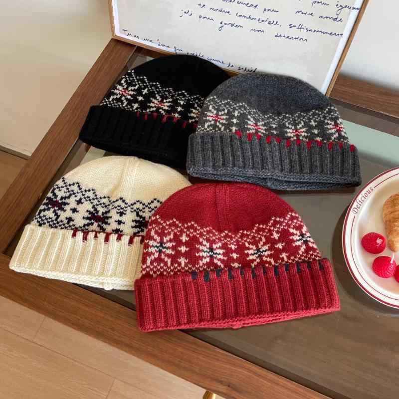 2帽子 レディース ウール フェアアイル柄 ニット帽 高級感 秋冬 防寒 あったか ケーブル編み ビーニー おしゃれ かわいい レトロ クラシカル