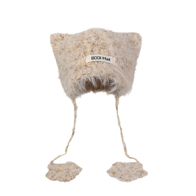 帽子 レディース 猫耳 ニット帽 秋冬 小顔効果 防寒 保温 暖かい ウール 雷鋒帽 かわいい ふわふわ もこもこ