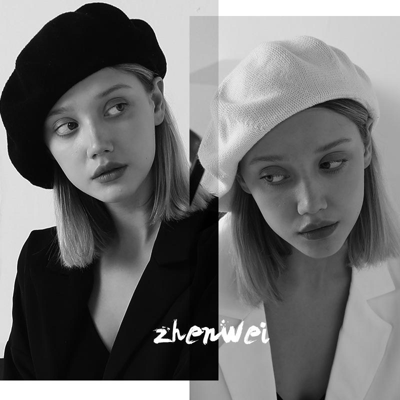 ベレー帽 レディース 大頭 小顔効果 帽子 春夏 薄手 通気性 黒 白 ハット 画家帽 八角帽