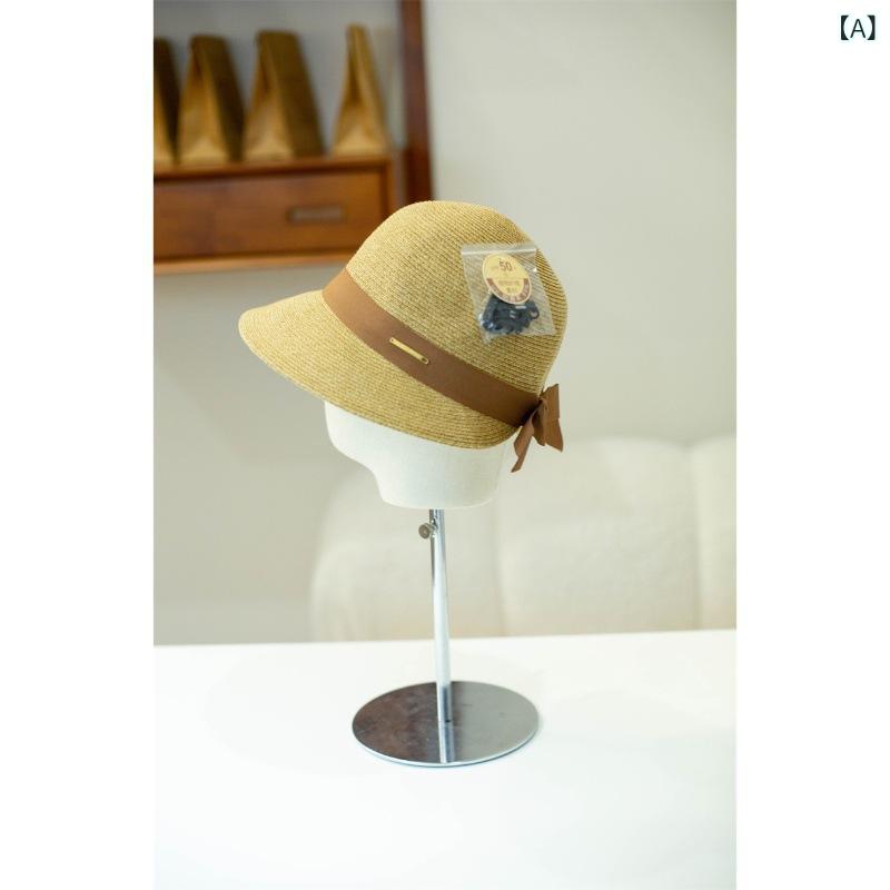 2麦わら帽子 レディース 大きめ 漁夫帽 バケットハット 帽子 小顔効果 日焼け防止 紫外線対策 春夏 かわいい リボン付き ハット 普段使い お出かけ