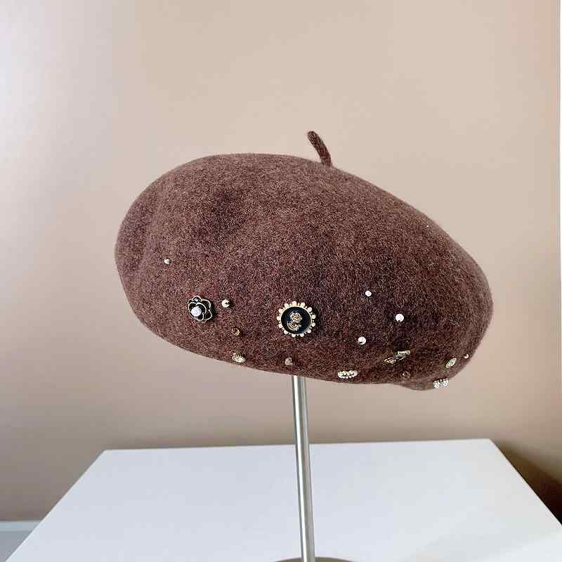 2ベレー帽 レディース 秋冬 ファッション小物 ウール 暖かい 画家帽 無地 エレガント CA帽[ "・製品カテゴリ: ベレー帽", "・流行要素: 英字", "・帽子のトップのスタイル: ...