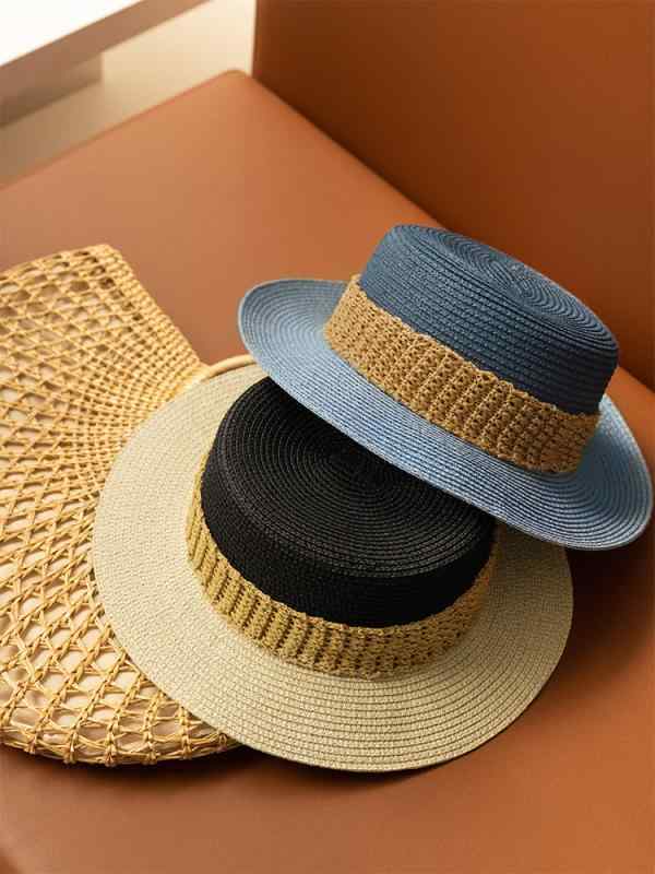 2麦わら帽子 レディース 南フランス風 おしゃれ かわいい 配色デザイン 草編み つば広帽子 リゾート 旅行 ファッション