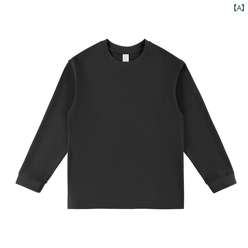 Tシャツ 男女兼用 春秋 長袖 300g ヘビーウェイト コットン トップス リブ袖 厚手 無地 カットソー インナーシャツ