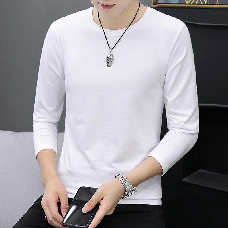 Tシャツ メンズ 長袖 コットン 無地 スリムフィット ラウンドネック カットソー トップス 普段使い 修身 カジュアル