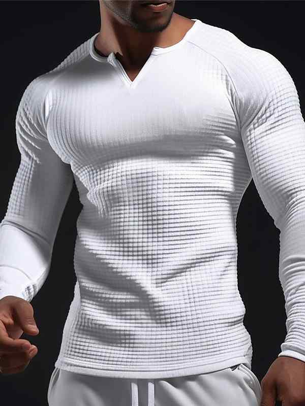 Tシャツ メンズ 男性用 長袖 トップス 切り替え ワッフル 吸湿性 通気性 普段使い
