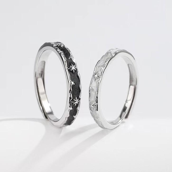 指輪 ペアリング シルバー925製 八芒星 韓国 ファッション 潮 黒 白 ドロップ 星 スター オープンリング・種類: ペアリング・素材: シルバー925・デザイン: 幾何学型・仕上げ: 電気メッキ・スタイル: ファッションOL・対象: ...