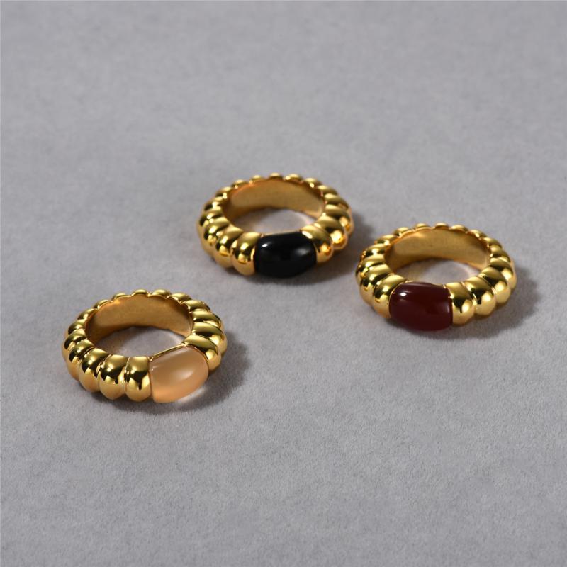 指輪 レディース 通勤 指輪 18金 金属アレルギー対応 電気メッキ ジルコニア レッド ブラック ホワイト ジェムストーン