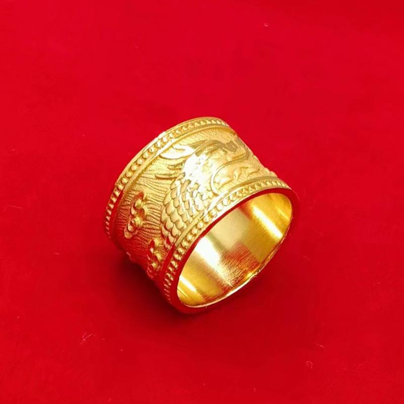 指輪 メンズ レディース 竜 龍紋 電気メッキ加工 砂金 ジルコニア ファッション アクセサリー