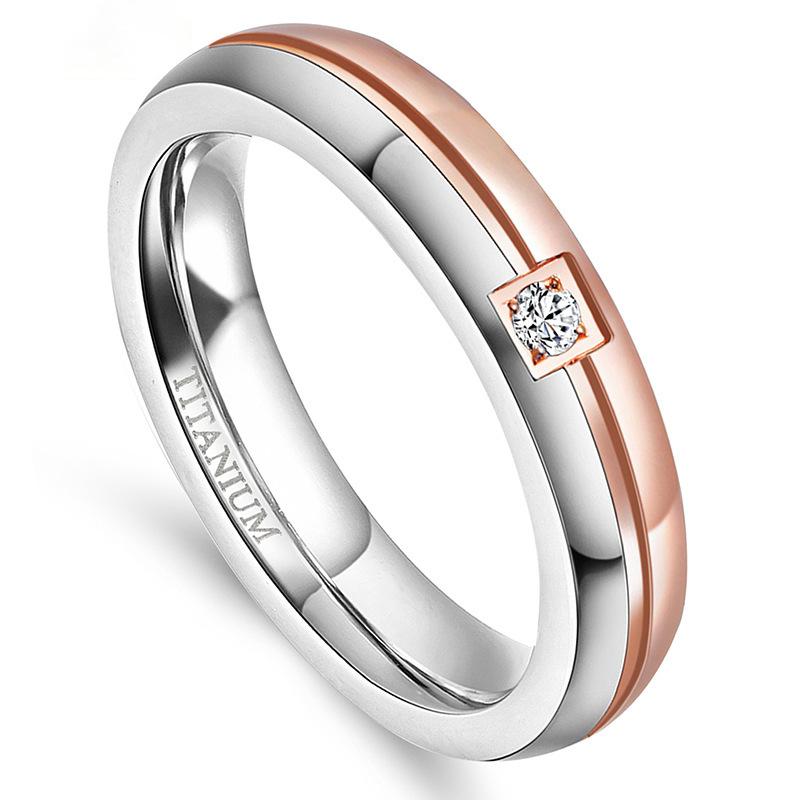 指輪 男性用 女性用 純チタン製 ペアリング ジルコニア 電気メッキ加工 4mm 6mm アレルギー対応・種類: 指輪、リング・素材: チタン・形状: 幾何学型・処理方法: 研磨・スタイル: シンプル・対象: 男女兼用・カラー: ローズゴー...