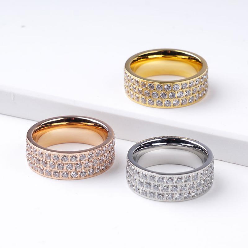 指輪 レディース ジルコニア チタン鋼 ファッションリング トレンド感 電気メッキ加工 高級感 おしゃれ 小さめ