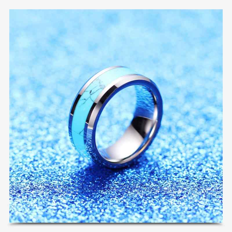 指輪 レディース 8MM タングステン ステンレス リング ターコイズ おしゃれ チタン鋼 指輪
