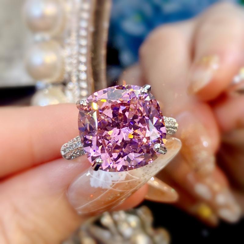 指輪 レディース 高炭素ジルコニア 紫リチア輝石 星空モチーフ ブローチ 電気メッキ加工 スクエア パーティー 普段使い かわいい