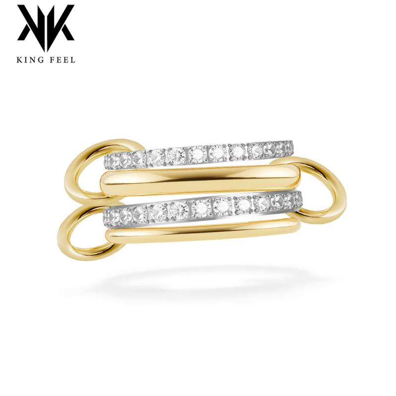 指輪 レディース 多連リング チタン製 ジルコニア 食指 高級感 個性的 電気メッキ加工 上品 リング[ "・種類: 指輪、リング", "・素材: ステンレス", "・スタイル: 多環&qu...