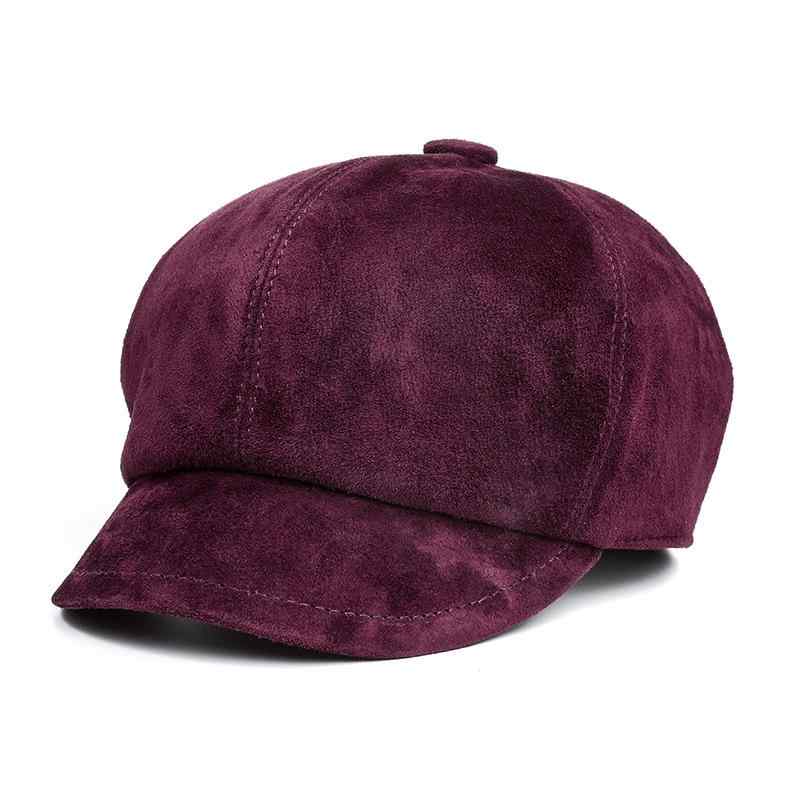 帽子 レディース 婦人用 春秋 冬 短つば 本革 シープスキン 丸型 無地 折りたたみ サテン裏地 日よけ 野球帽