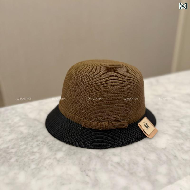 2麦わら帽子 レディース 春夏 帽子 バケットハット 日焼け防止 UVカット 紫外線対策 小顔効果 折りたたみ可能 リボン付き かわいい おしゃれ 旅行用 普段使い・カテゴリ: 草帽・適合シーズン: 春季、夏季・帽子のトップスタイル: 圆顶...