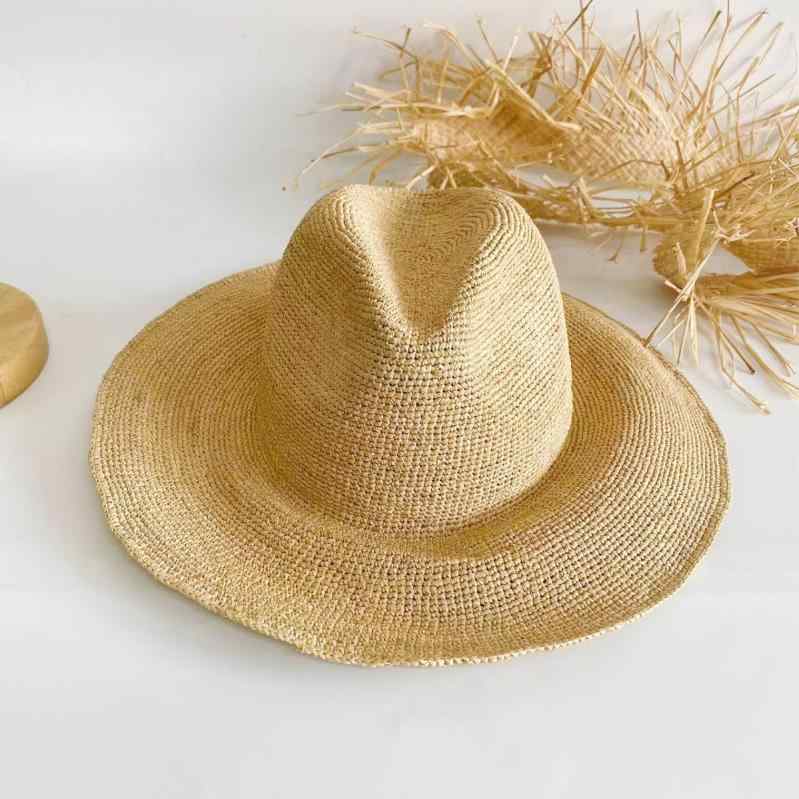 麦わら帽子 レディース 春夏 折りたたみ可能 ラフィアハット つば広 日焼け防止 パナマ帽 ビーチ リゾート アウトドア