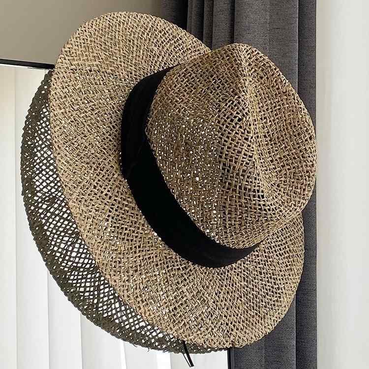 麦わら帽子 レディース 夏 镂空 通気性 リゾート 海 ビーチ UVカット 日焼け防止 パナマ帽子 女性用 紫外線対策 日よけ帽子 普段使い 旅行