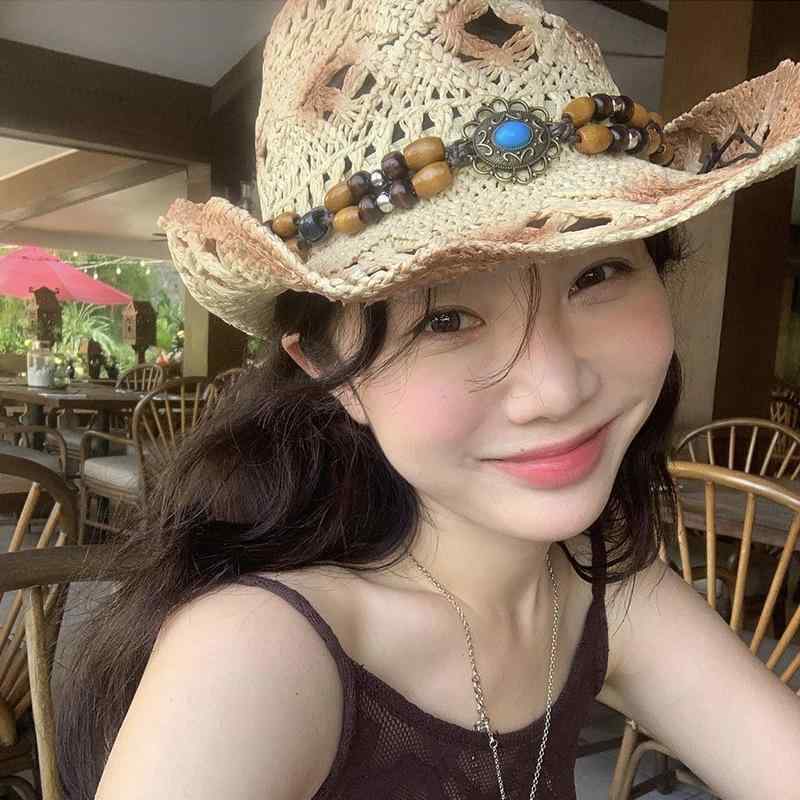 麦わら帽子 レディース バケットハット 女性用 ウエスタンハット ビーチハット ジャズ パナマ帽 大きめ つば広 日よけ 紫外線対策 リゾート 旅行 春夏