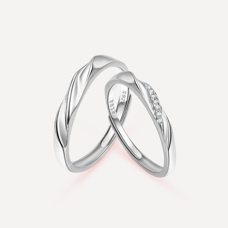 指輪 シルバーリング ペアリング s925 ジルコニア 韓国風 ファッションリング シルバーアクセサリー オープンリング フリーサイズ ラッキーアイテム