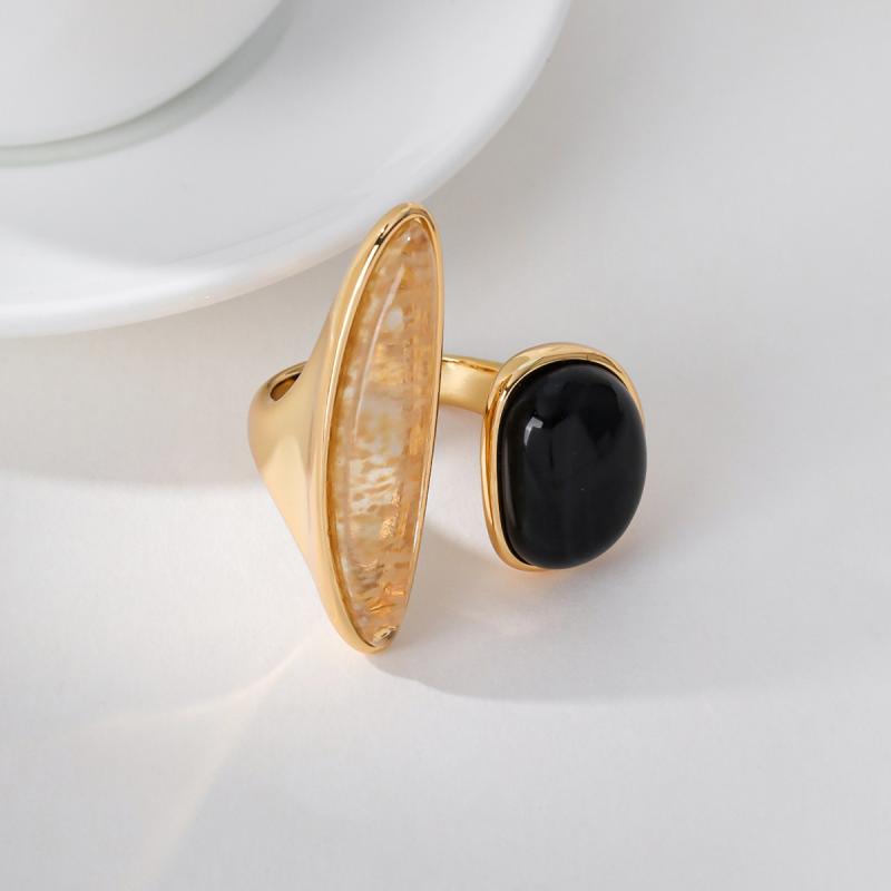 指輪 レディース ブラック瑪瑙 発晶 リング 真鍮 電気メッキ加工 フリーサイズ 小さめ 高見え アレルギー対応 おしゃれ ファッション