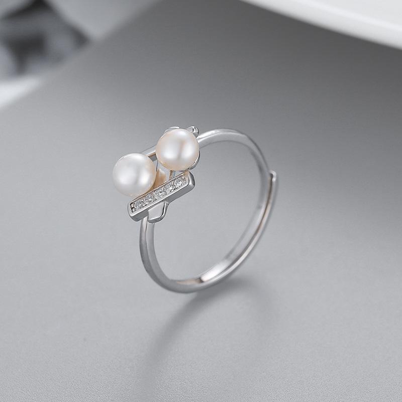 指輪 レディース S925 シルバー 淡水パール ファッション リング オープンリング 韓国 DIY アクセサリー
