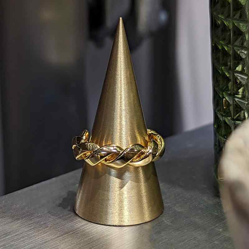 指輪 レディース ゴールド 電気メッキ加工 麻花 模様 調整可能 フリーサイズ 通勤 通学 普段使い かわいい