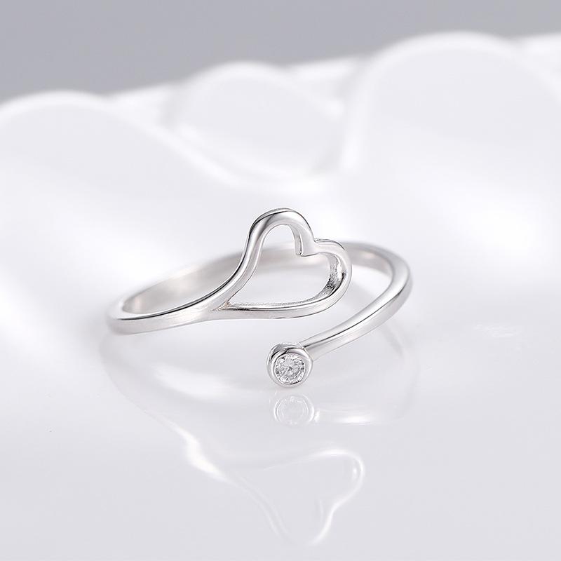 指輪 レディース 925シルバー ハート リング シルバーリング ファッションリング フリーサイズ オープンリング 銀 シンプル かわいい