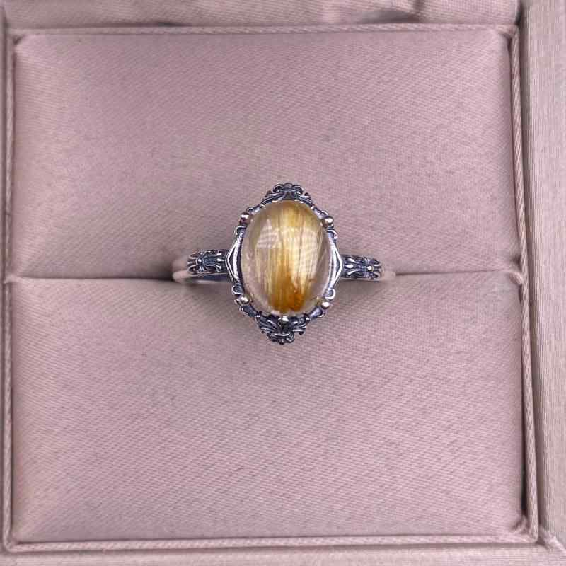 指輪 シルバー925 金針水晶 レトロ シンプル 通勤 ファッション ラッキーアイテム アクセサリー・種類: 指輪、指環・素材: 銀・造型: 幾何型・加工技術: 宝石象嵌・カラー: 銀色・サイズ: 開口調節可能・流行要素: 楕円・スタイル:...