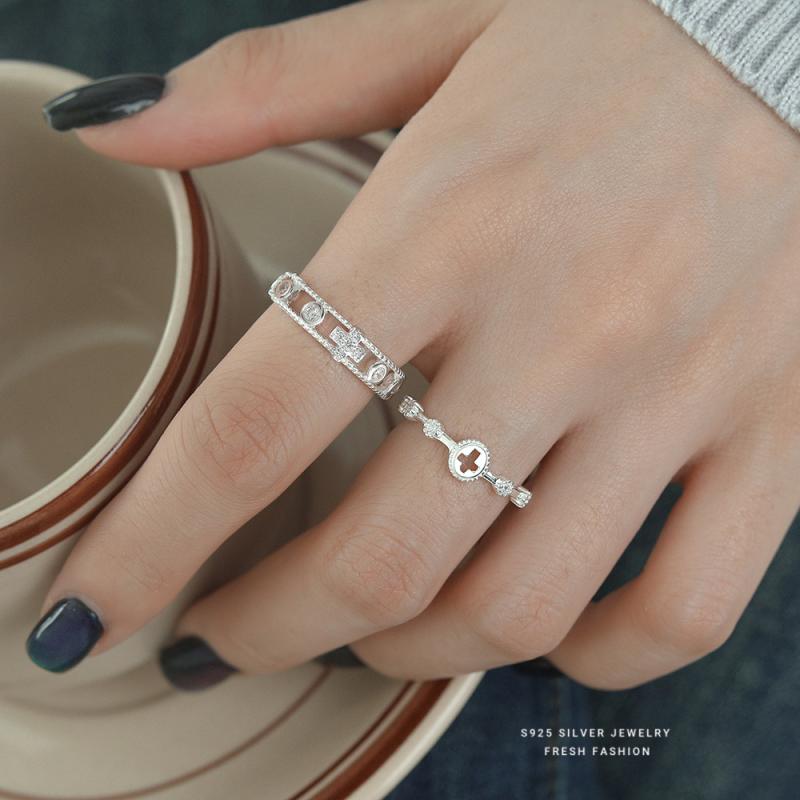 指輪 レディース S925 シルバー ジルコニア クロス リング ファッションリング シルバーリング シルバーアクセサリー 高級感 スターリングシルバー 食指
