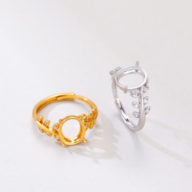 指輪 S925 シルバー 電気メッキ加工 葉っぱ ジルコニア フリーサイズ ファッション おしゃれ・種類: リング・素材: シルバー925・処理: 電気メッキ・カラー: ゴールド, ホワイト・サイズ: S925シルバー(リング空托1402)...