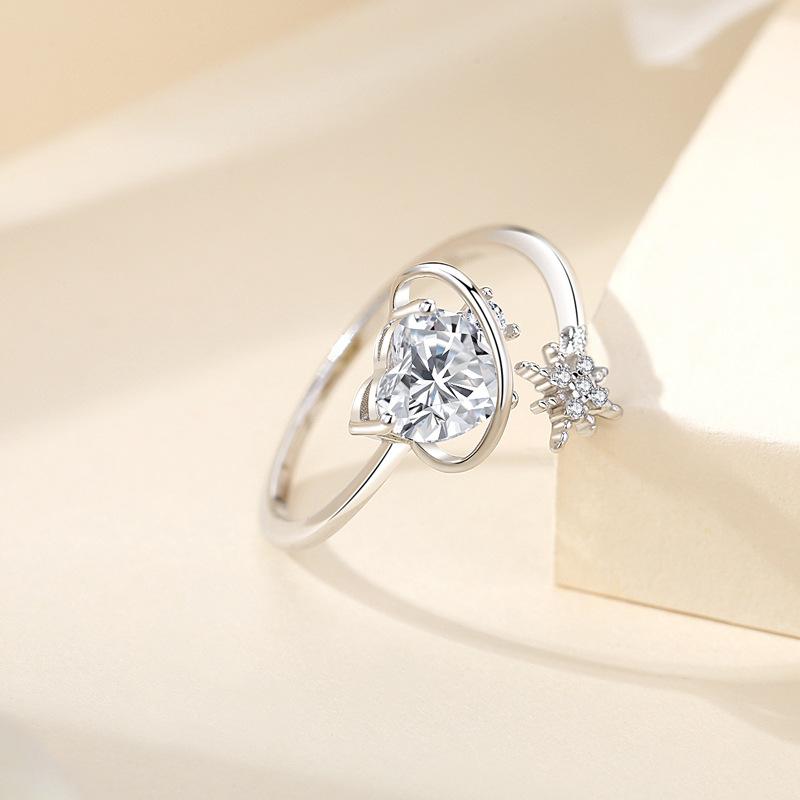 指輪 レディース 925 シルバー 銀 アレルギー対応 ハート 星 高級感 ラッキーアイテム 普段使い かわいい 電気メッキ加工