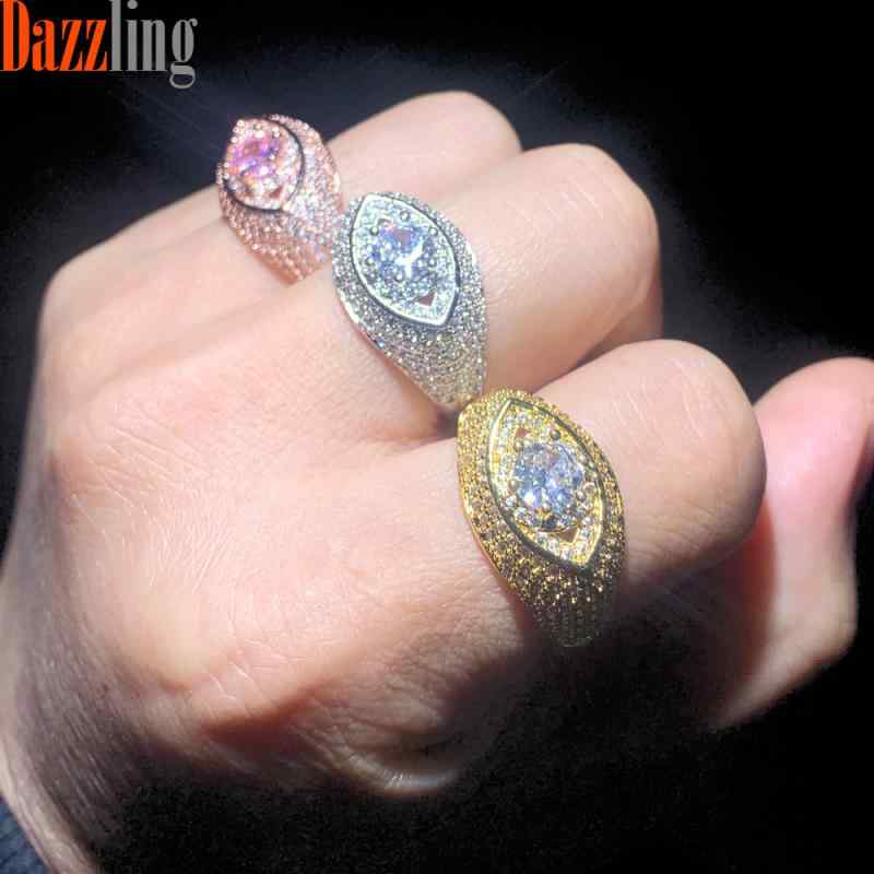 指輪 メンズ ホルス神 ジルコニア リング 男性用 ヒップホップ ファッション 電気メッキ加工 アクセサリー ラッキーアイテム