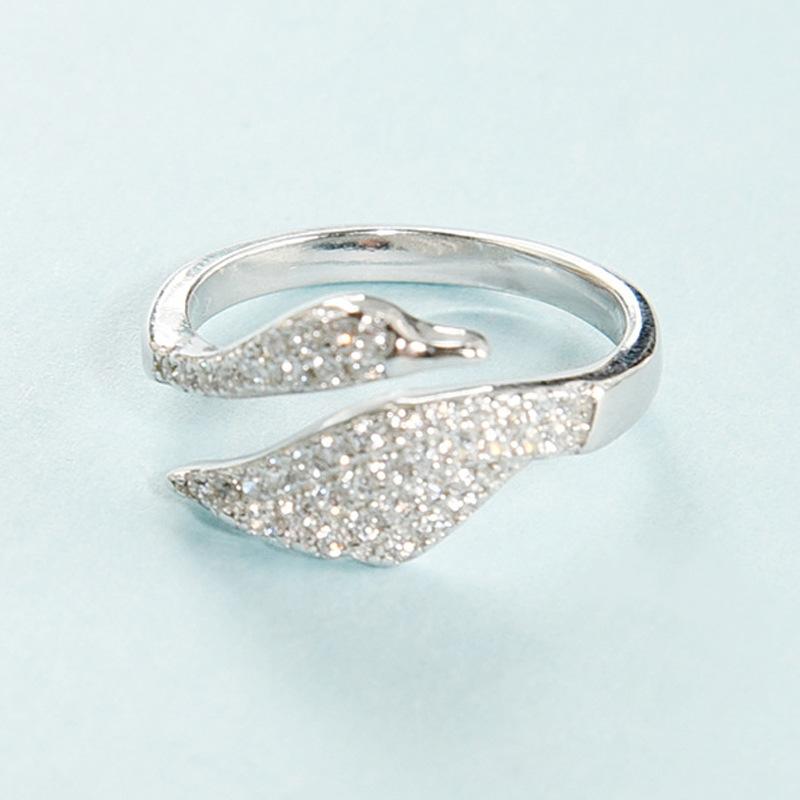 指輪 レディース 韓国風 シルバー925 スワンモチーフ オープンリング ファッションリング アクセサリー ジュエリー かわいい おしゃれ プレゼント ギフト