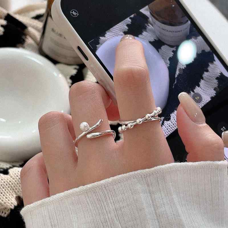 指輪 レディース S925 シルバー パール リング ファッション おしゃれ シンプル 人差し指 個性的 軽 贅沢 アクセサリー