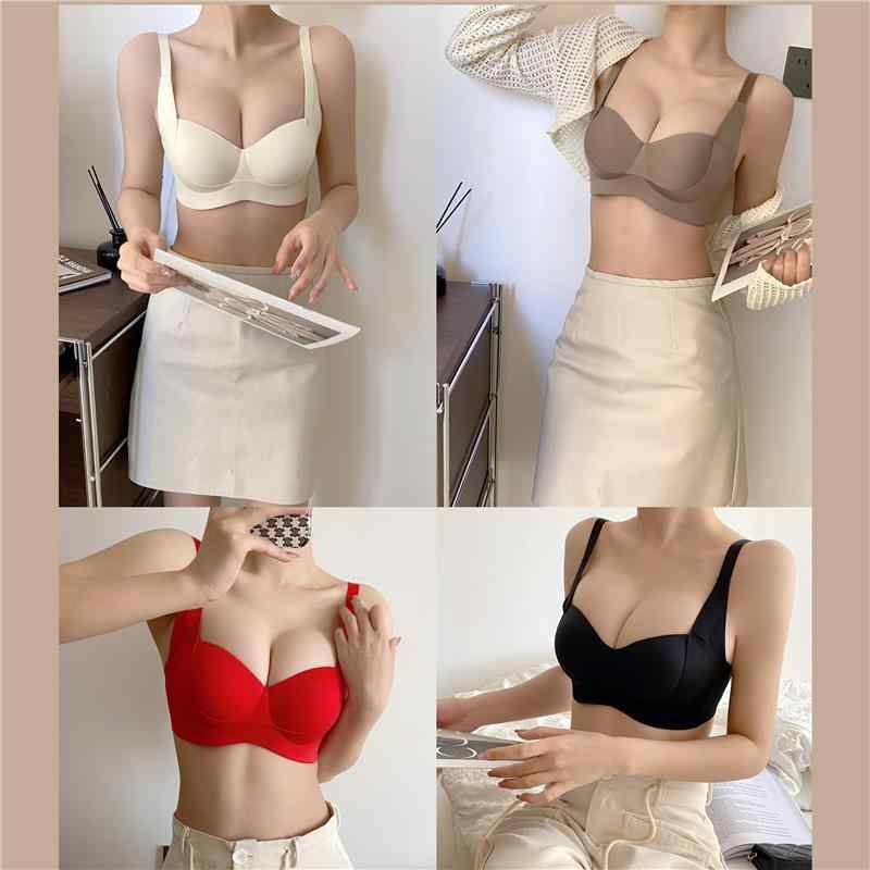 ブラジャー レディース 小胸 谷間 バストアップ 盛りブラ 厚手 5cm シームレス ワイヤー入り 寄せ上げ 補正 育乳 かわいい