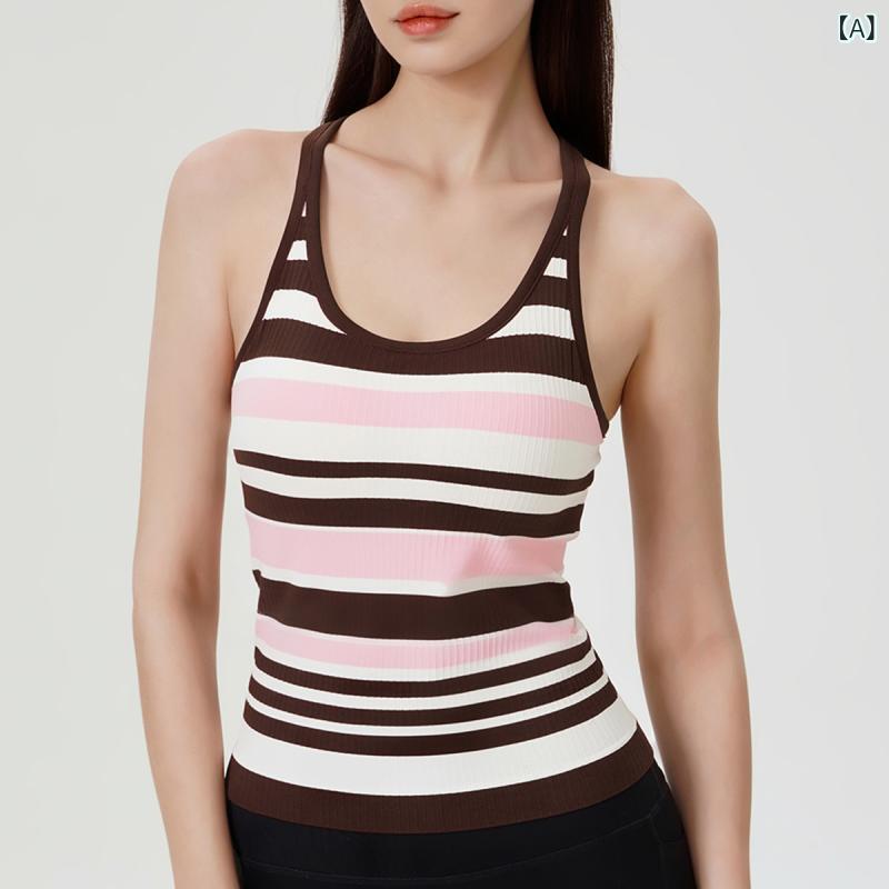 タンクトップ レディース ヨガ 無縫製 一体型 カップ付き 美背中 スポーツブラ ずれ防止 インナー レイヤード トップス ノースリーブ・対象: 女性・機能: 吸汗、排湿・素材: 錦綸・サイズ: S, M, L, XL・服装のタイプ: 修身...