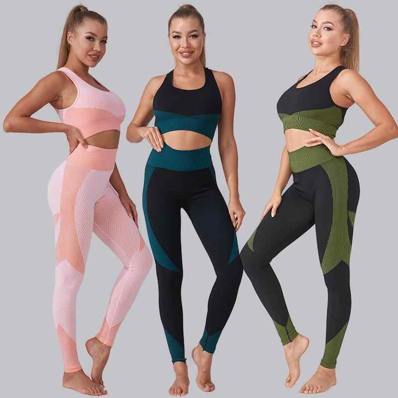 ヨガウェア レディース 上下セット シームレス スポーツブラ スポーツロングパンツ ジム トレーニング タイツ ストレッチ 伸縮性 吸汗速乾
