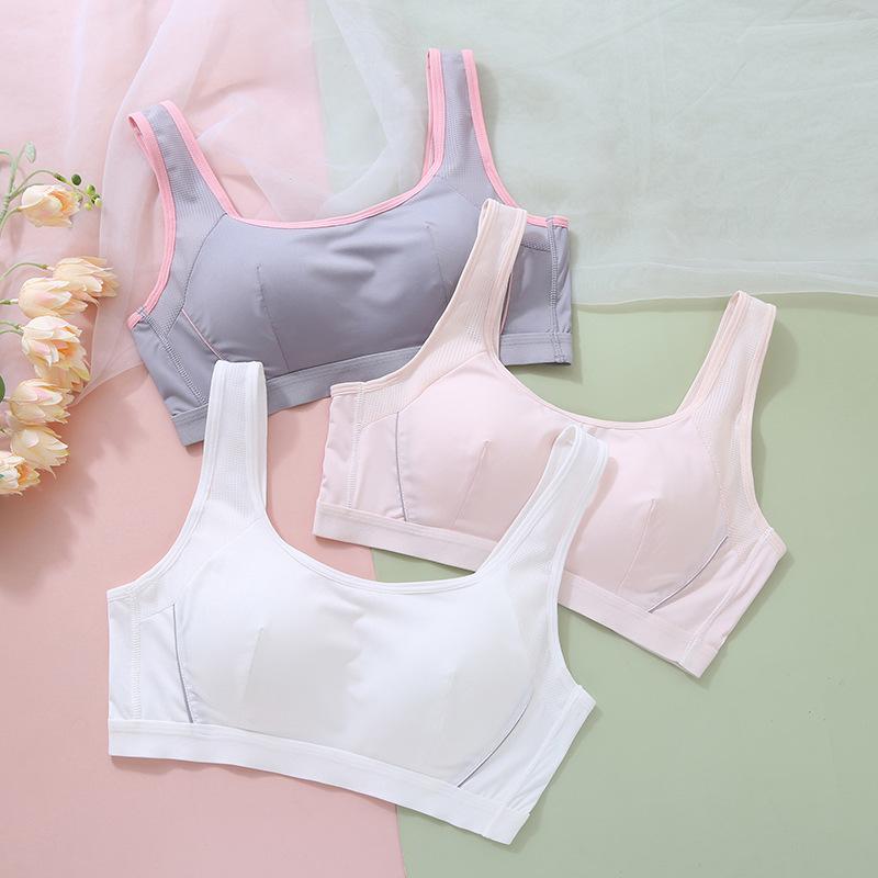 ブラジャー ガールズ ティーン インナー スポーツブラ 薄型 全綿 コットン ワイヤーレス