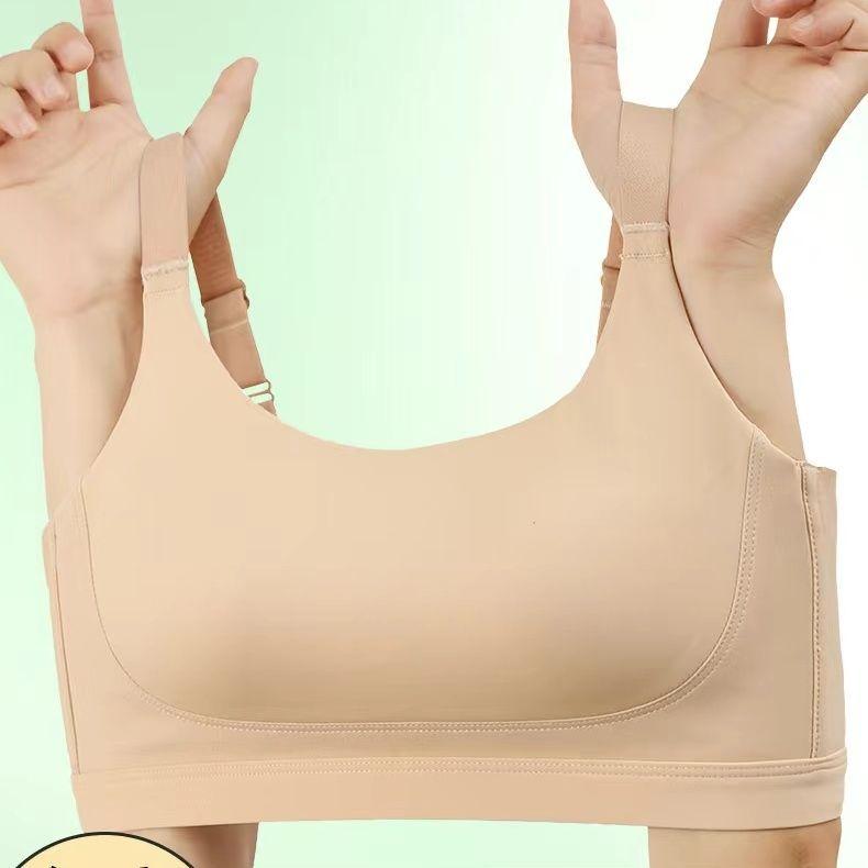ブラジャー レディース 薄型 寄せ上げ 大胸 揺れない スポブラ 谷間 無地 接触冷感 通気性 快適 肩紐 調節 ノンワイヤー 安定感 ナイトブラ