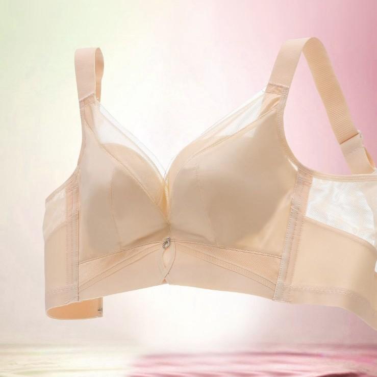 ブラジャー レディース 春夏 薄手 大胸 向け 小さく見せる BCカップ 高品質 サテン ノンワイヤー