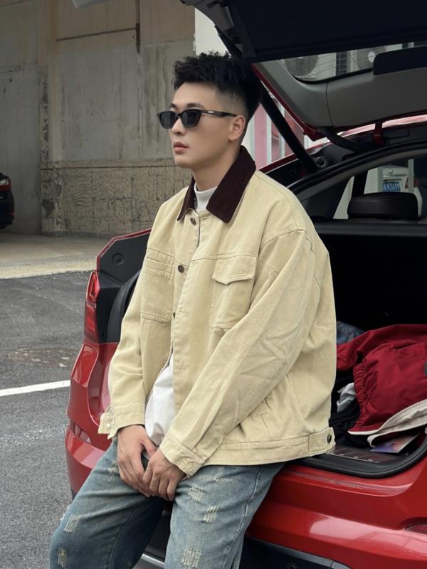 ジャケット 男性用 デニム 切り替え デザイン ワークジャケット レトロ Gジャン アウター カジュアル 高見え・製品カテゴリ: ジャケット・スタイル: ストリート系・対象年齢: 18-24歳・襟の形: 襟付き・フィット: ゆったり・前立て...