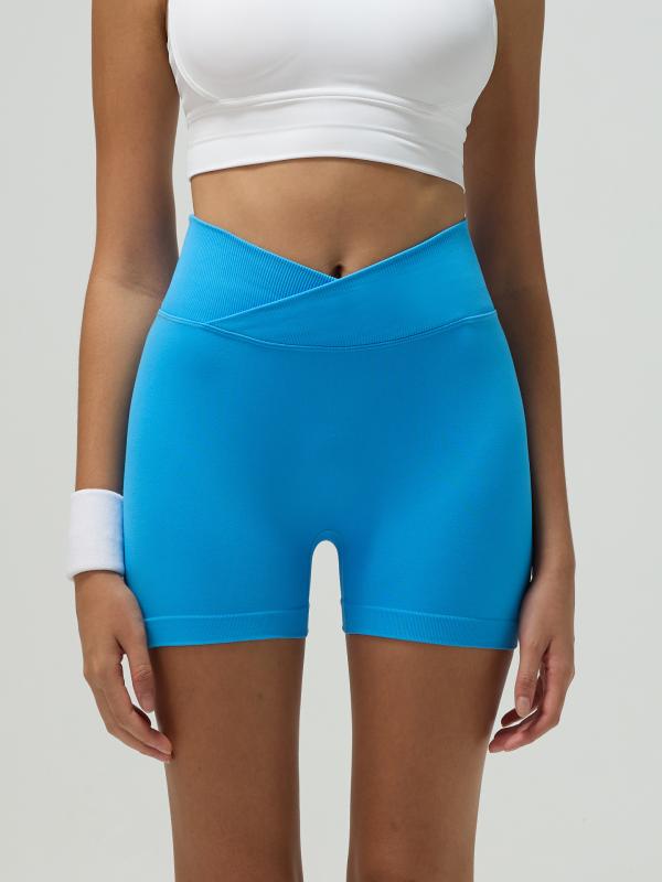 ヨガパンツ レディース ランニング ショートパンツ スポーツ 無縫製 ローライズ クロスウエスト 伸縮性 吸汗速乾 トレーニング ジム フィットネス 春夏