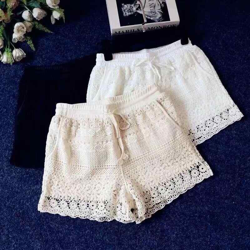 ショートパンツ レディース 高腰 レース 花柄 薄手 接触冷感 裾レース キュロット ペチコート アンダーウェア インナーパンツ 白 春夏