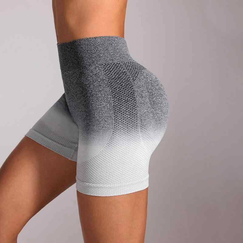 ショートパンツ レディース 伸縮性 通気性 ハイウエスト ヨガパンツ スポーツ 運動 普段使い ストレッチ 接触冷感 美尻 ヒップアップ トレーニング・素材: 錦綸、氨纶・材質成分: 錦綸90%、氨纶10%・カラー: 渐变色・パンツ丈: 短...